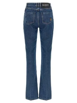 Balmain High Waist Embroidered Jeans
