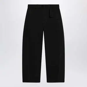 LEMAIRE Cotton Trousers With Belt - Black