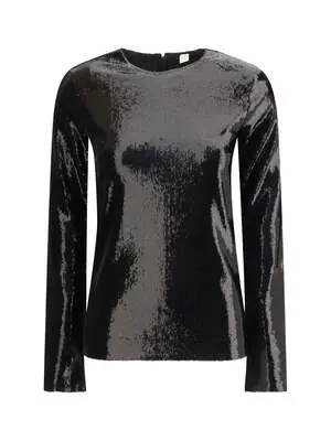 TOTEME Long-sleeved Sequin Top - Black