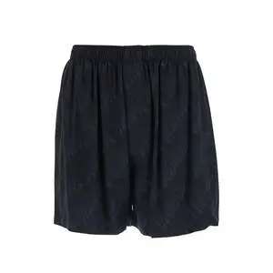 Balenciaga Logo Print Viscose Running Shorts - Black