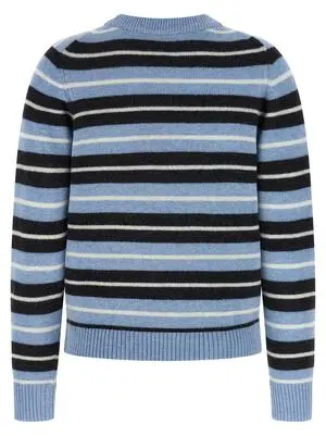 GANNI Graphic Wool Striped Sweater - Blue