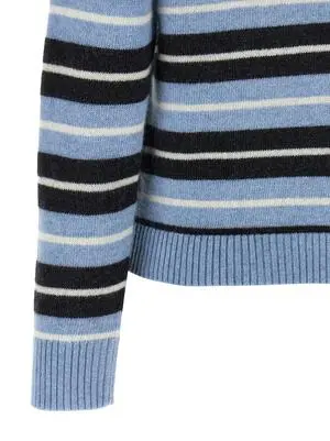 GANNI Graphic Wool Striped Sweater - Blue