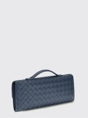 Bottega Veneta Woven Lambskin Clutch With Turn Lock - Blue