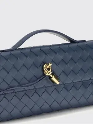 Bottega Veneta Woven Lambskin Clutch With Turn Lock - Blue