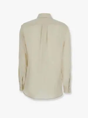 Max Mara Linen Shirt With Monogram Embroidery - Cream