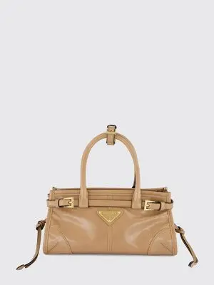 Prada Raffia Tote Bag With Leather Trim - Cream