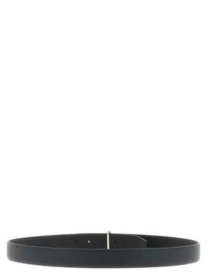 TOM FORD Hammered Reversible Leather Belt With Silver Logo Buckle - Multicolor