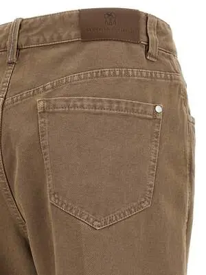 Brunello Cucinelli Garment-dyed Denim Trousers - Cream