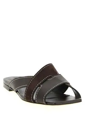 TOD'S Woven Leather And Suede Sandals With Square Toe