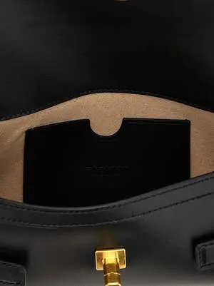 Balmain B-buzz 23 Leather Clutch Bag With Logo Closure - Black