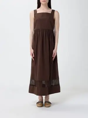 Max Mara Square Neck Cotton Dress - Brown