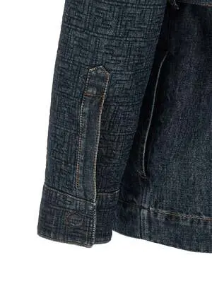 Fendi Ff" All-over Denim Jacket - Blue