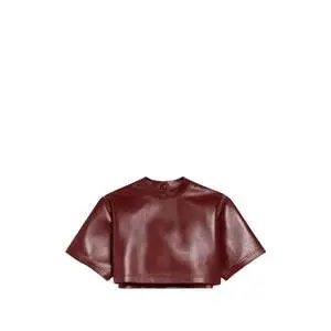 Balenciaga Cropped Lambskin Top - Red