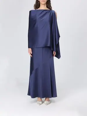 Max Mara Asymmetrical Draped Dress - Blue
