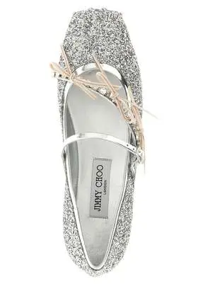 JIMMY CHOO Loli Ballet Flats With Crystal Embellishments
