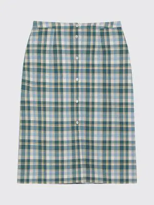 Prada Checked Midi Skirt - Cream