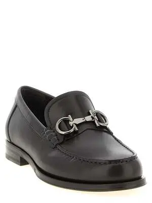 FERRAGAMO Teatro Leather Loafers With Gancini Detail - Brown