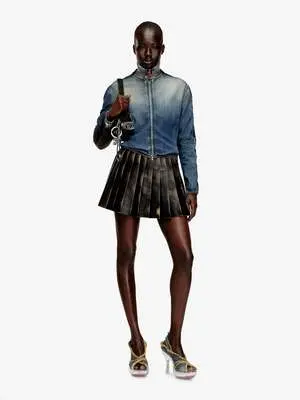 DIESEL® Faux Leather Pleated Mini Skirt - Multicolor