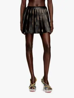 DIESEL® Faux Leather Pleated Mini Skirt - Multicolor