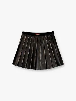 DIESEL® DIESEL Faux Leather Pleated Mini Skirt Multicolor