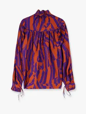 Dries Van Noten Cotton Shirt With Crushed Stripe Print - Orange