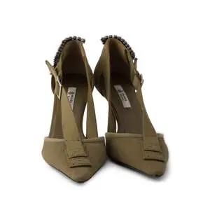 Prada Crystal Embellished Buckled Pointed Toe Heels