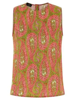 Etro Paisley Foliage Sleeveless Top