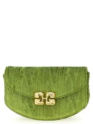 GANNI Lulu Moiré Velvet Wallet On Chain - Green