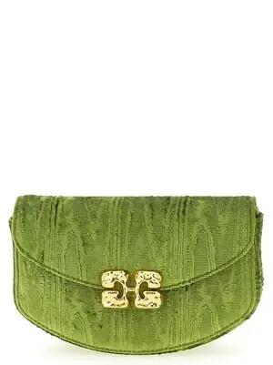 GANNI Ganni Lulu Moiré Velvet Wallet On Chain Green