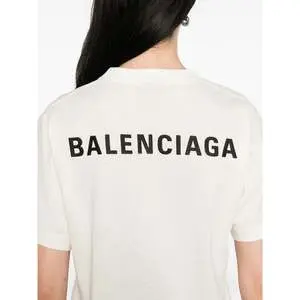 Balenciaga Off-white Cotton Blend Short Sleeve T-shirt - Cream