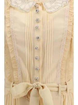 SELF-PORTRAIT Pleated Georgette Mini Dress With Embellished Collar - Multicolor