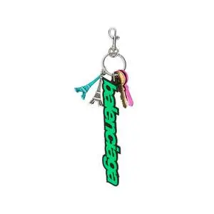 Balenciaga Eiffel Tower Charm Logo Keyring - Silver