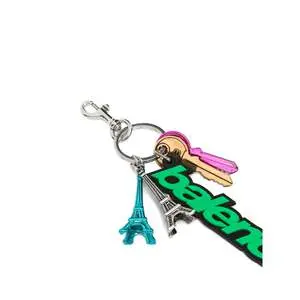 Balenciaga Eiffel Tower Charm Logo Keyring - Silver