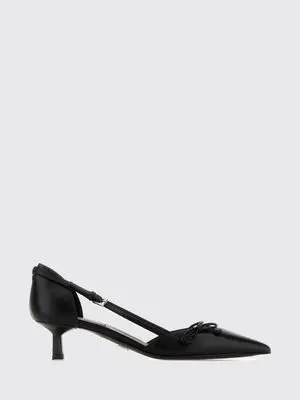 Prada Prada Black Leather Bow Detail Kitten Heel Pumps Black
