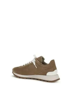 Brunello Cucinelli Suede Lace-up Sneakers With Embellished Detailing