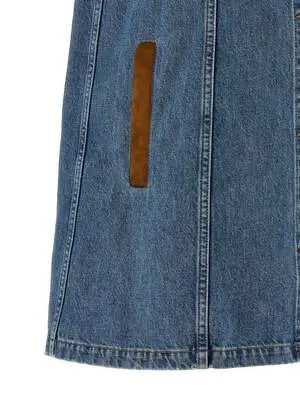 Versace Denim A-line Dress With Suede Pockets - Blue