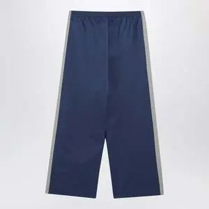 Balenciaga Washed Technical Satin Track Pants In Marine - Blue