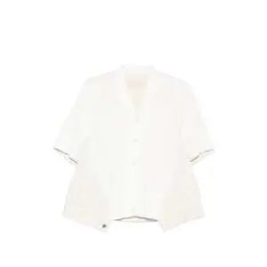 Sacai Neutrals V-neck Short Sleeve Cardigan