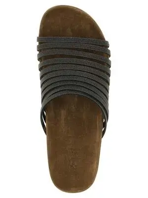 Brunello Cucinelli Suede Slides With Monile "precious Straps