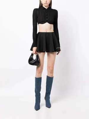 Alaïa Black Ribbed Cropped Cardigan