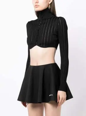 Alaïa Black Ribbed Cropped Cardigan