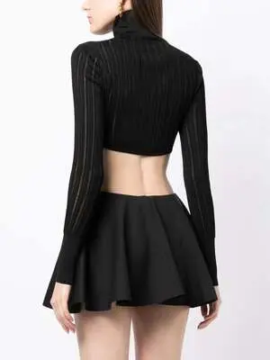 Alaïa Black Ribbed Cropped Cardigan