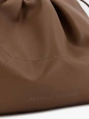 Brunello Cucinelli Leather Shoulder Bag With Monili Detail - Multicolor