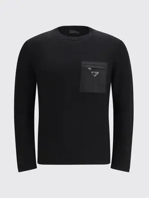Prada Ribbed Wool Pullover With Pocket Detail
