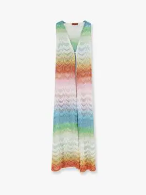 Missoni Long Sleeveless Cover-up Dress In Viscose And Metallic Fiber - Multicolor