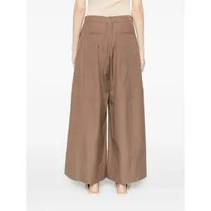 Max Mara Wide Leg Cotton Palazzo Pants - Brown