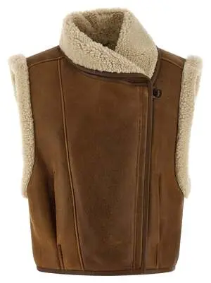 Isabel Marant Étoile Alime Shearling Leather Vest - Brown