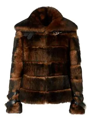 Fendi Shearling Aviator Jacket With Leather Details - Multicolor