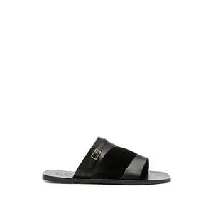 ATP ATELIER Leather Slip-on Sandals With Buckle Embellishment - Black