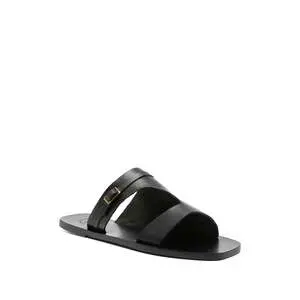 ATP ATELIER Leather Slip-on Sandals With Buckle Embellishment - Black